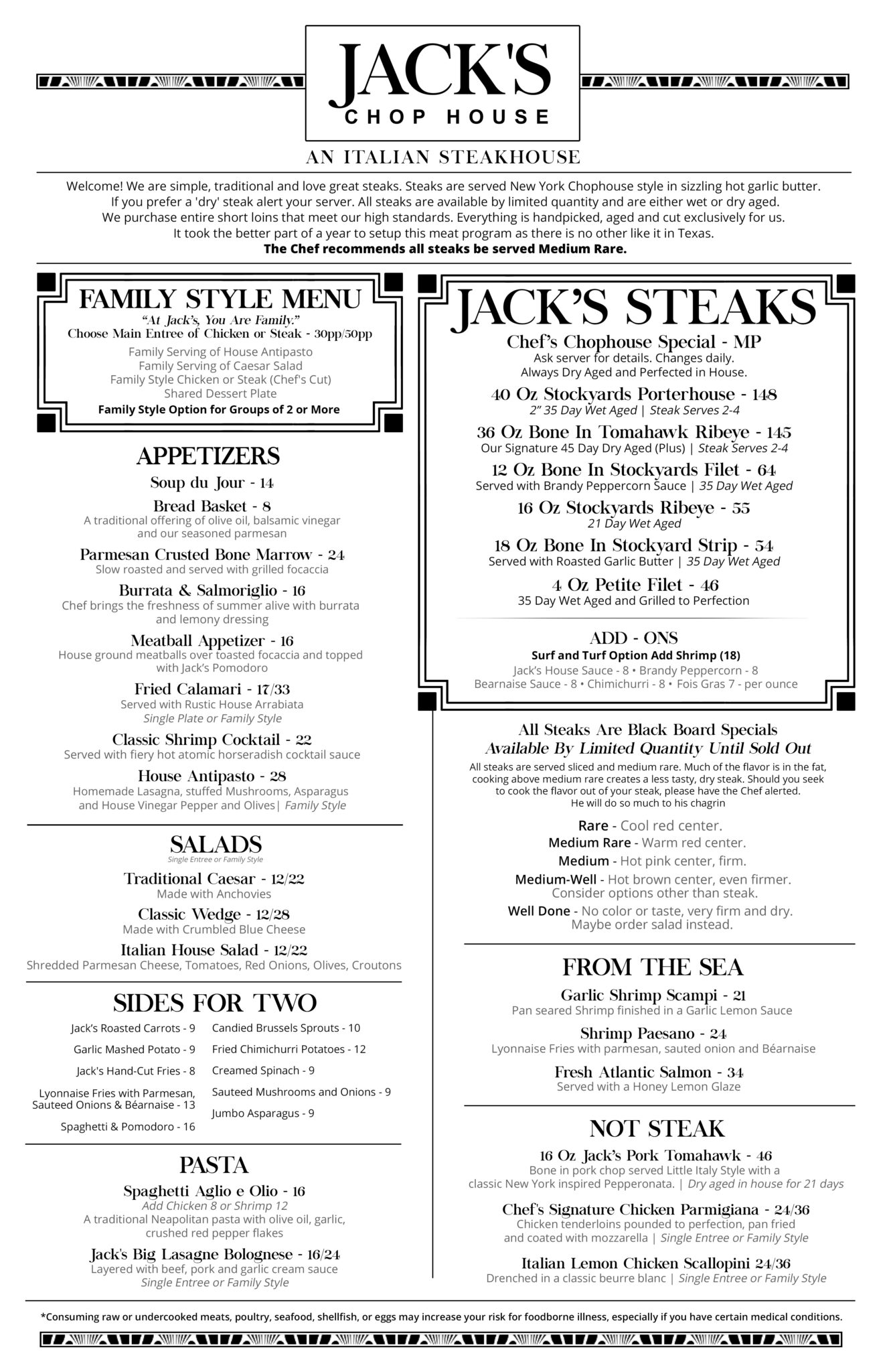 Main Menu – Jacks Chophouse